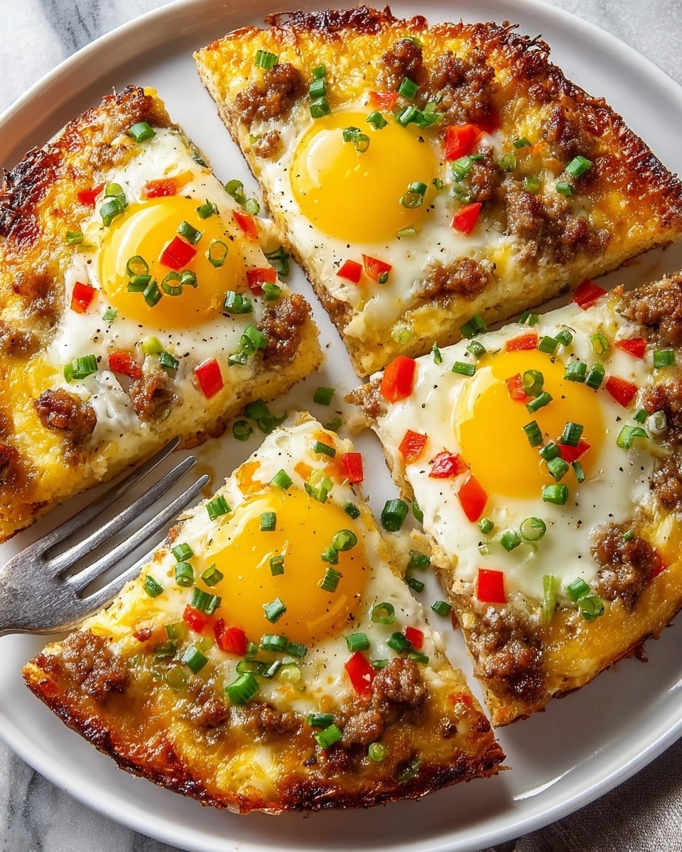 Breakfast Pizza with Hash Brown Crust and Baked Eggs – Hearty & Easy